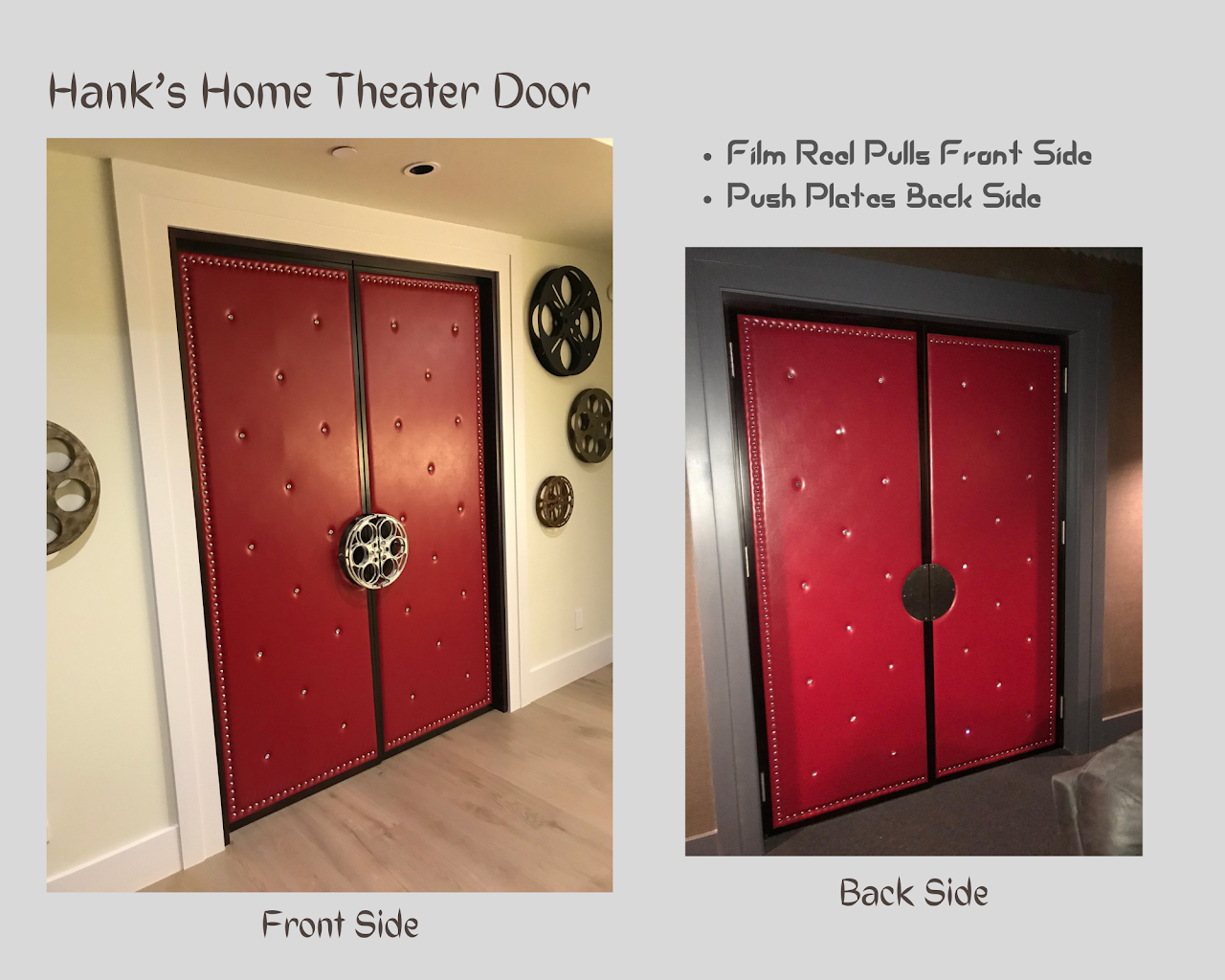 Classic Red Upholstered Soundproof Home Theater Double Door