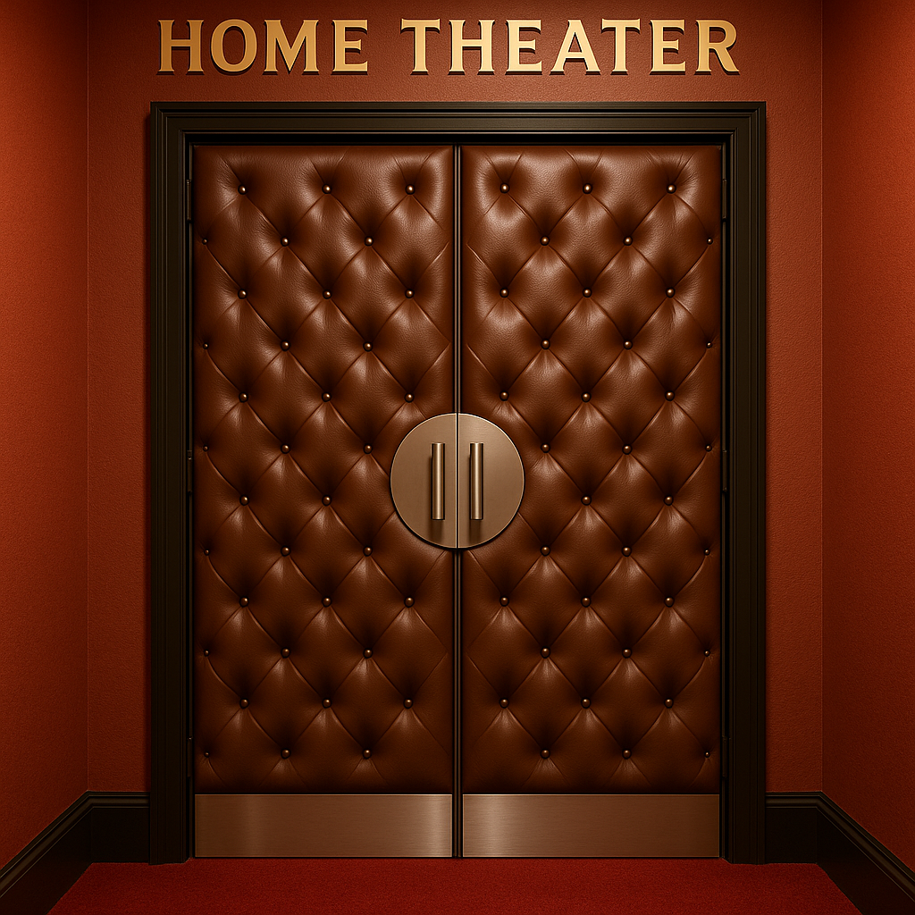 Custom Tufted Soundproof Double Theater Door | Modern Luxury