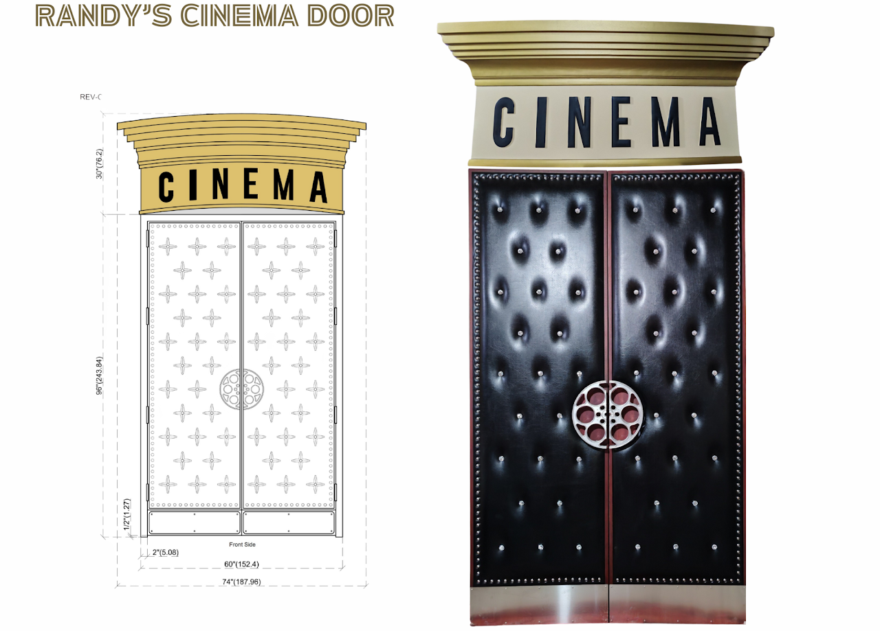 Classic Upholstered Home Theater Door | Cinema Marquee