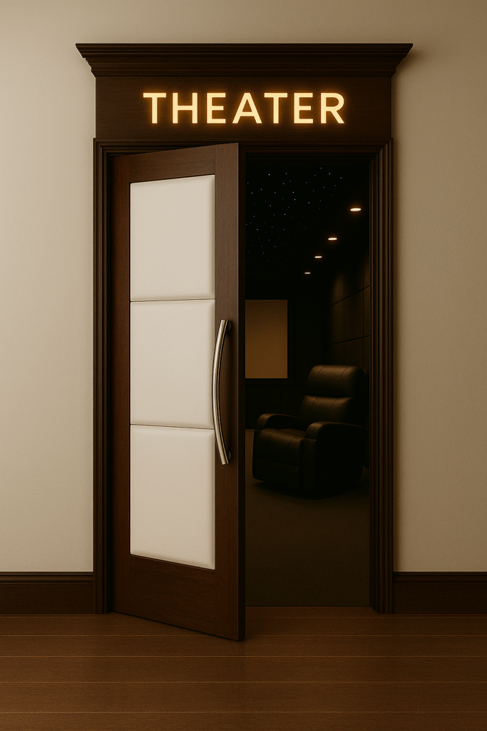 Designed Ryan’s Home Theater Door | Crown Custom Doors
