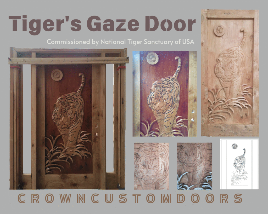 Hand-Carved Tiger's Gaze Knotty Alder Entry Door