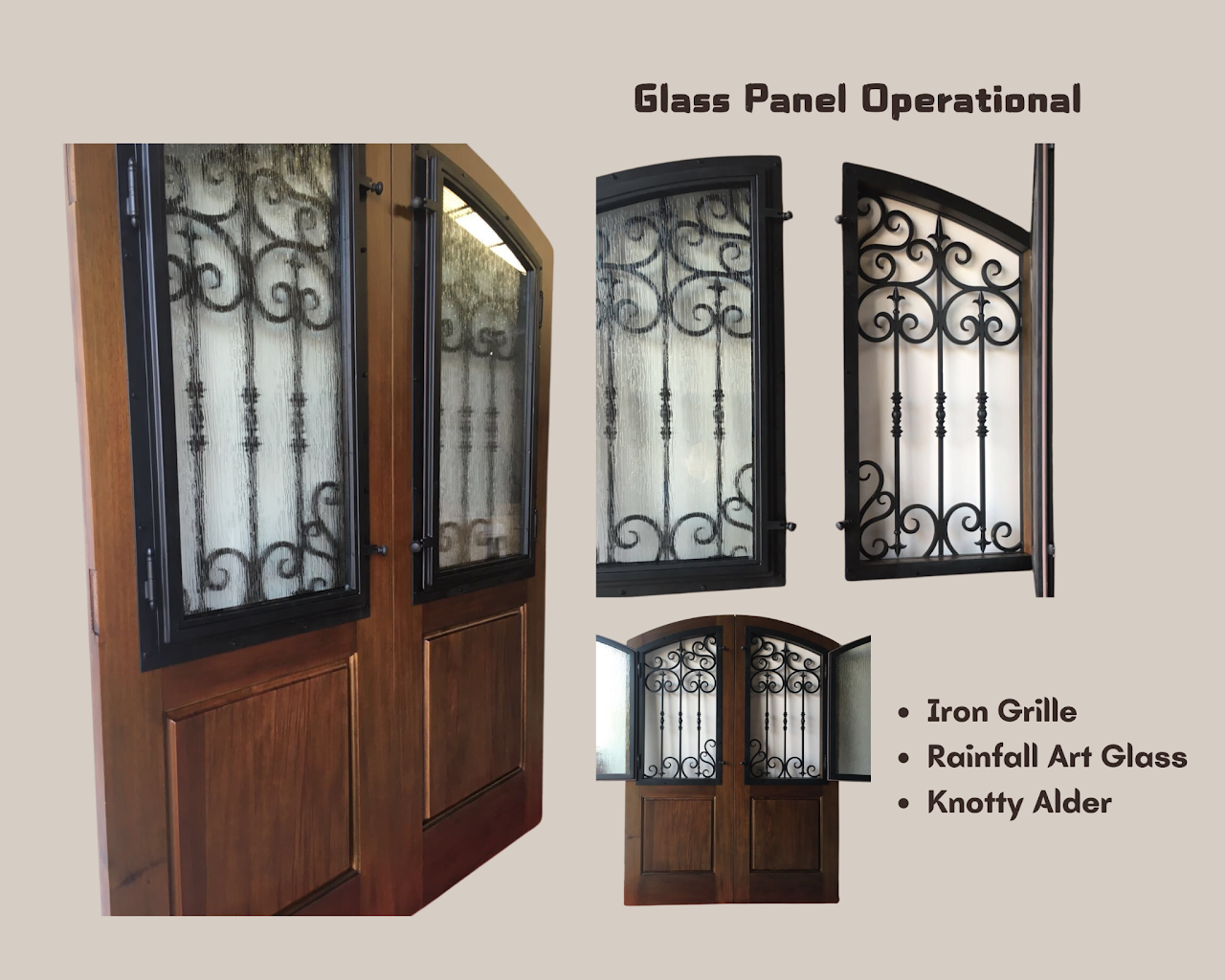 Grand Wrought Iron Grace Double Door - Knotty Alder