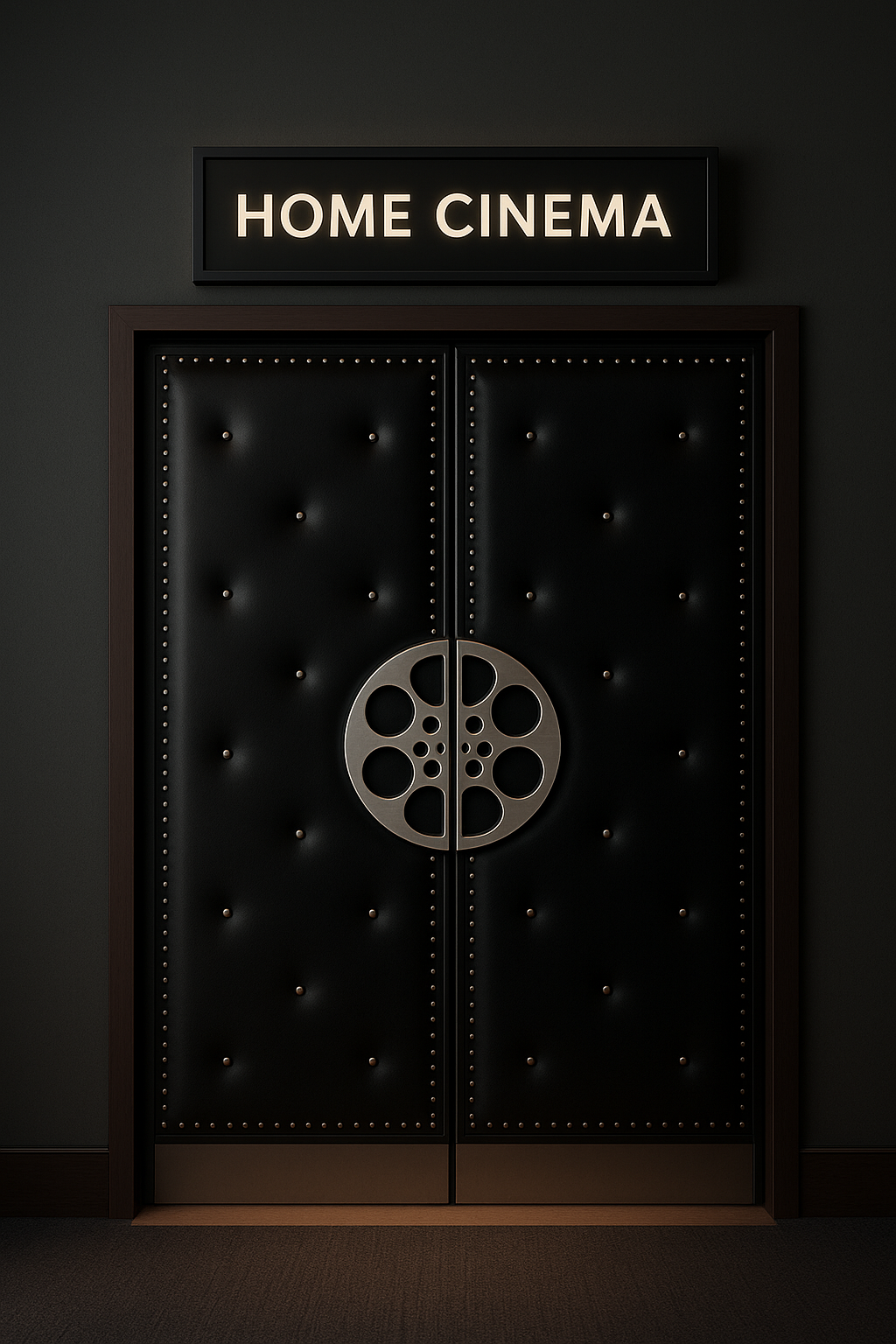 Film Reel Pull Vinyl Tacked Home Theater Doors