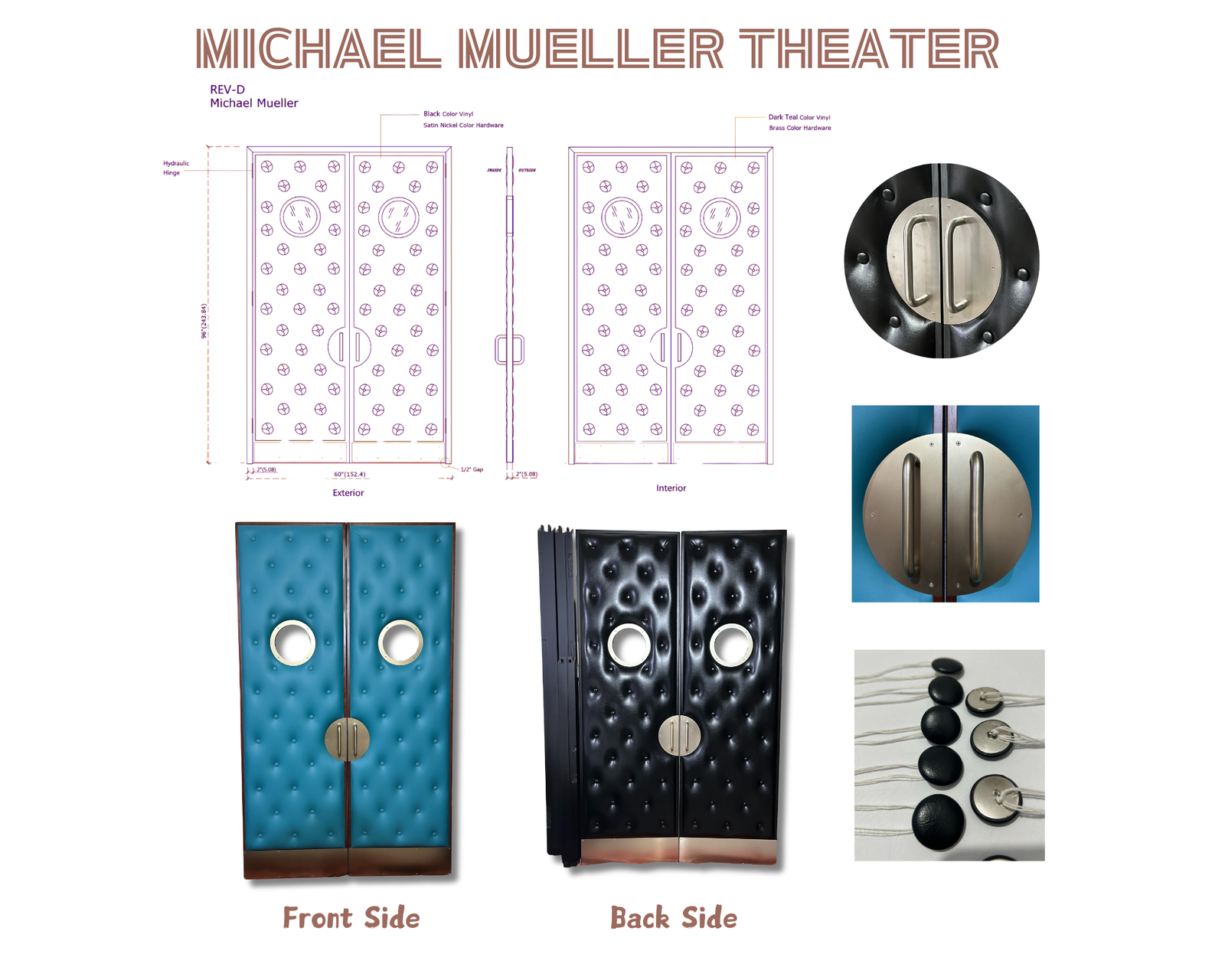 Teal Tufted Soundproof Cinema Door | Modern Circular Design